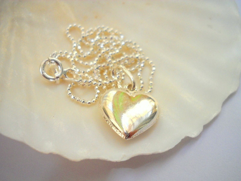 Silver Heart Necklace; Sterling Silver Heart Pendant on Sterling Silver ...
