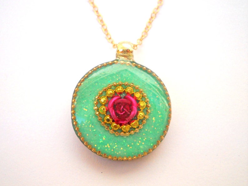 Unique Pendant Necklace Unique Gold Necklace Resin Necklace | Etsy