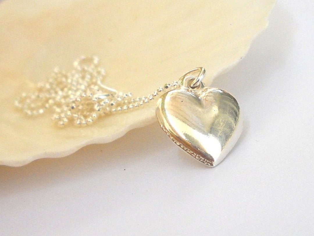 Silver Heart Necklace; Sterling Silver Heart Pendant on Sterling Silver ...
