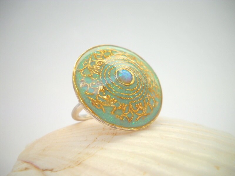 Boho Ring Unique Gold Ring Large Ring Resin Ring Bohemian | Etsy