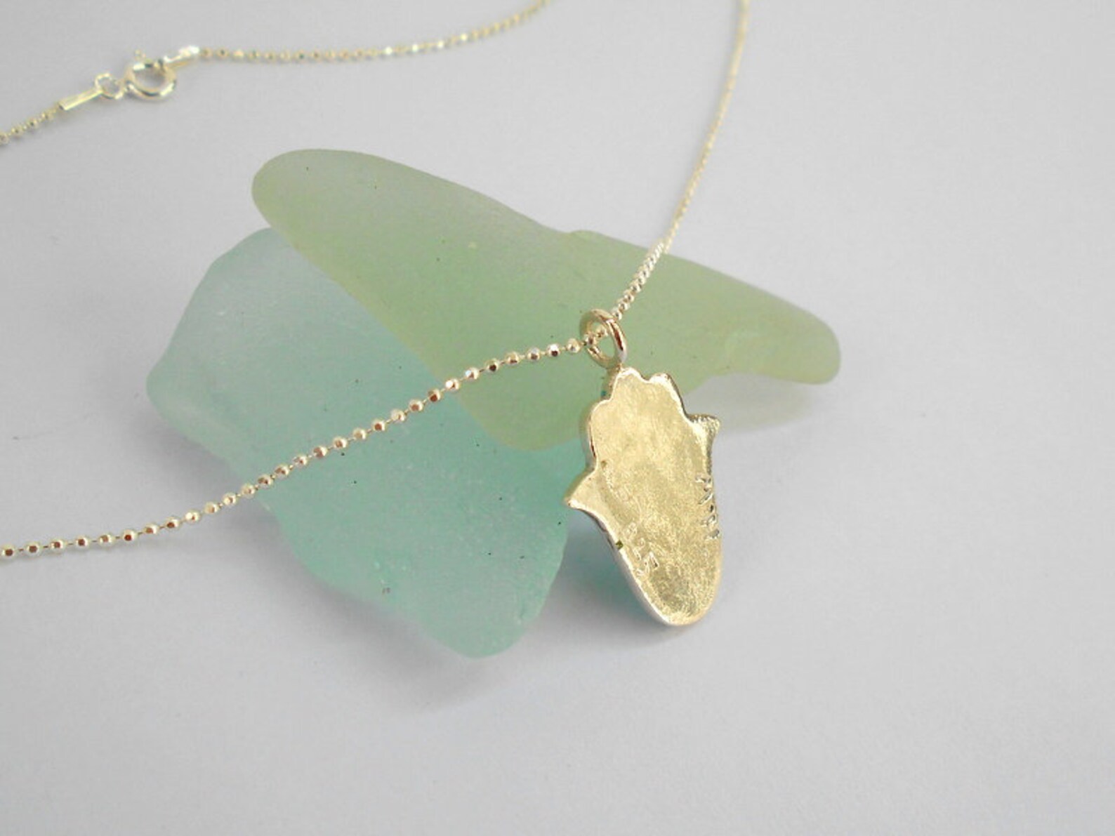 Blue Green Hamsa Hand Necklace Sterling Silver Hamsa Pendant Turquoise ...