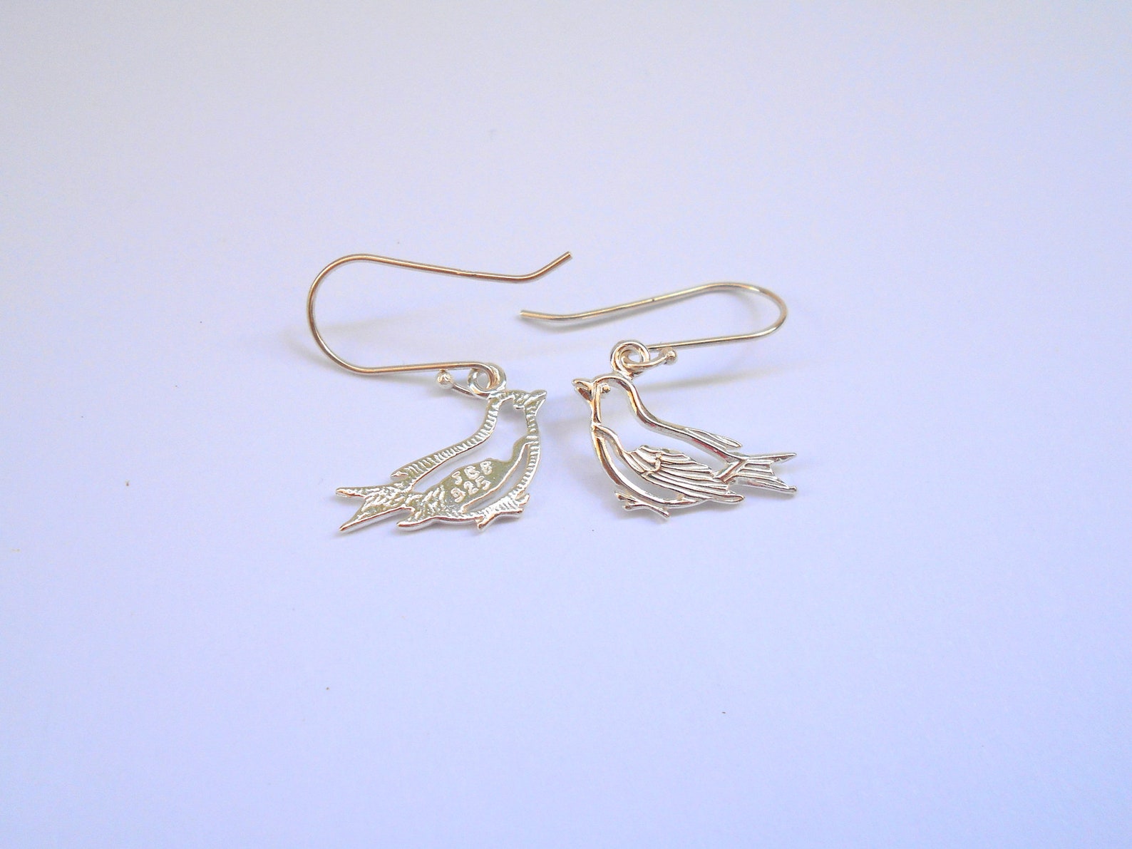 Bird Earrings, Unique Silver Earrings, Silver Dangle Earrings ...