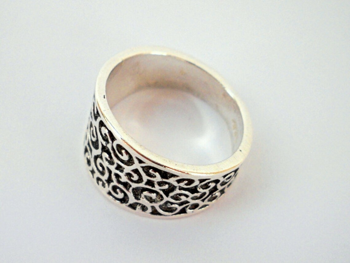 Oxidized Silver Ring Wide Silver Ring Silver Wedding Ring | Etsy
