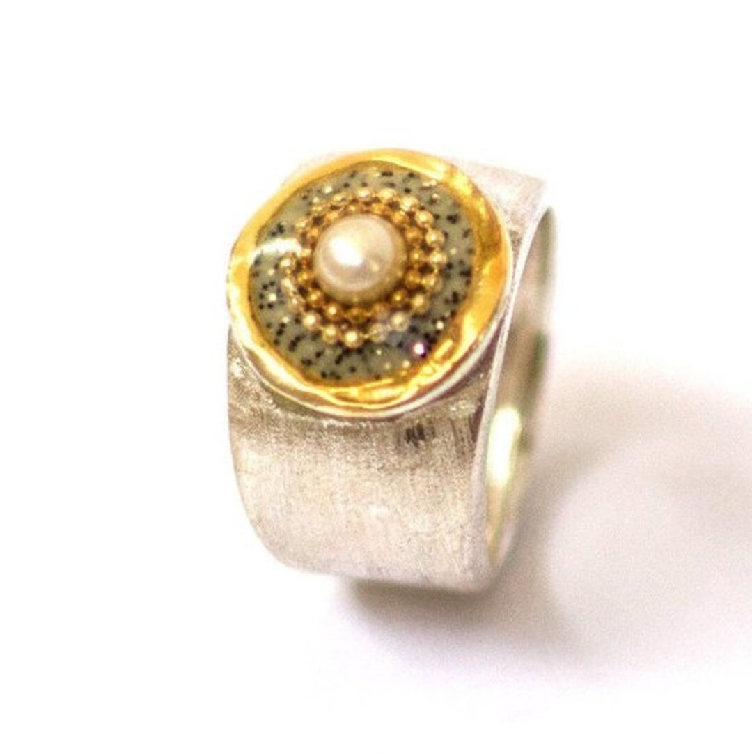Boho Ring, Unique Ring, Wide Ring, Large Ring, Ring for Women, Pearl ...
