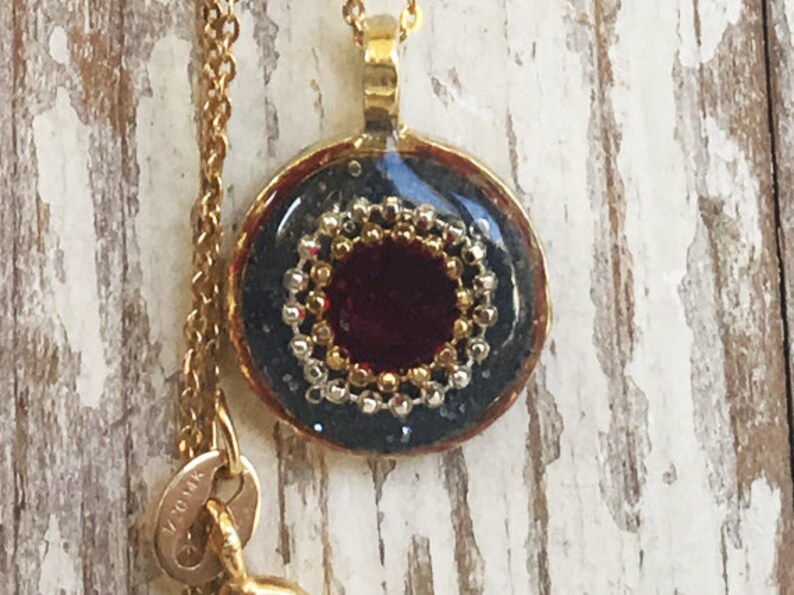 Ruby Necklace Unique Gold Necklace Gray Necklace Boho | Etsy