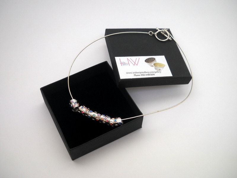 Colorful Dots Necklace, Sterling Silver Necklace With Multi Color ...