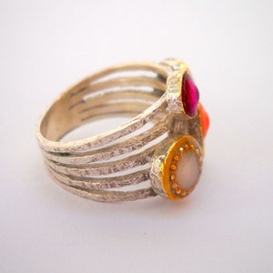 Colorful Ring, Statement Ring, Boho Ring, Unique Silver Ring, Statement ...