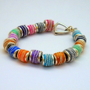 Colorful Bracelet, Sterling Silver Bracelet With Multi Color Beads ...