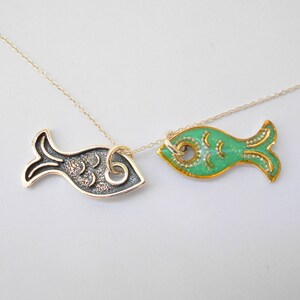 Silver Fish Necklace Oxidized Silver Fish Pendant Necklace Sterling ...