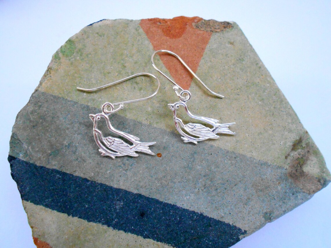 Bird Earrings, Unique Silver Earrings, Silver Dangle Earrings ...