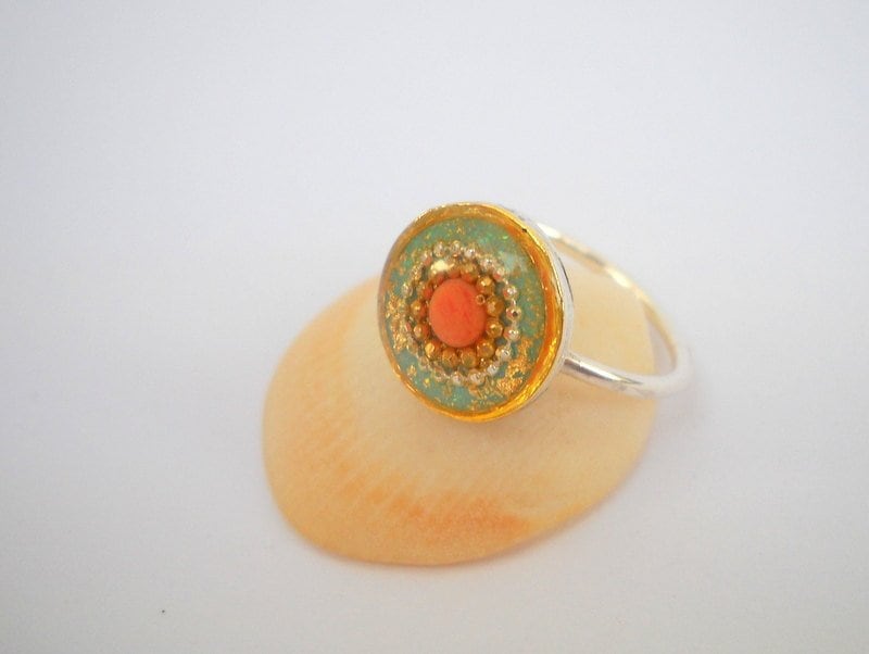 Unique Ring Boho Ring Modern Ring Pink coral Ring Coral | Etsy