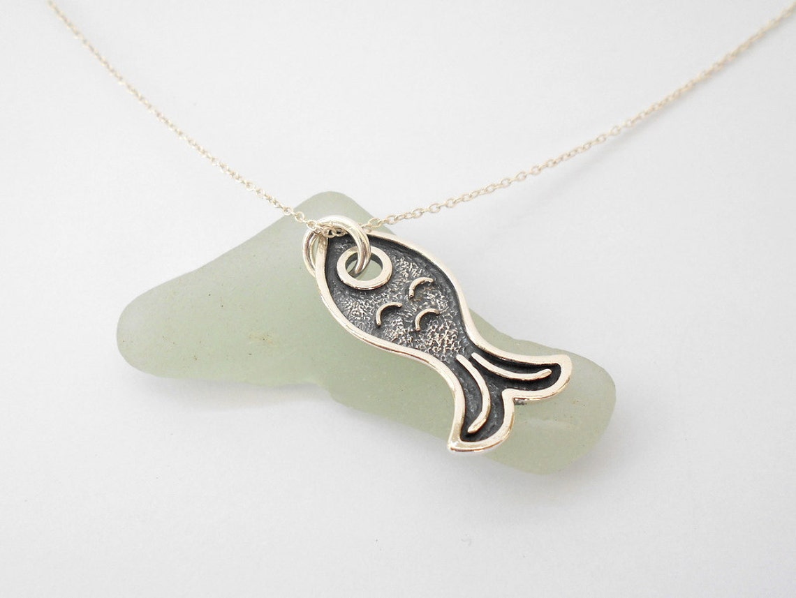 Silver Fish Necklace Oxidized Silver Fish Pendant Necklace - Etsy