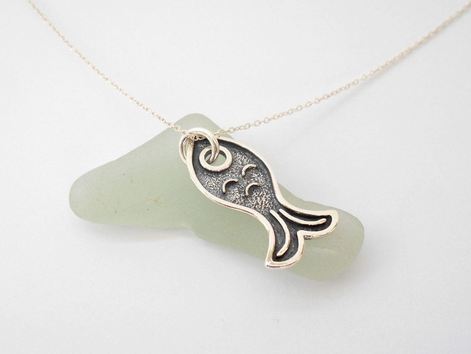 Silver Fish Necklace Oxidized Silver Fish Pendant Necklace - Etsy