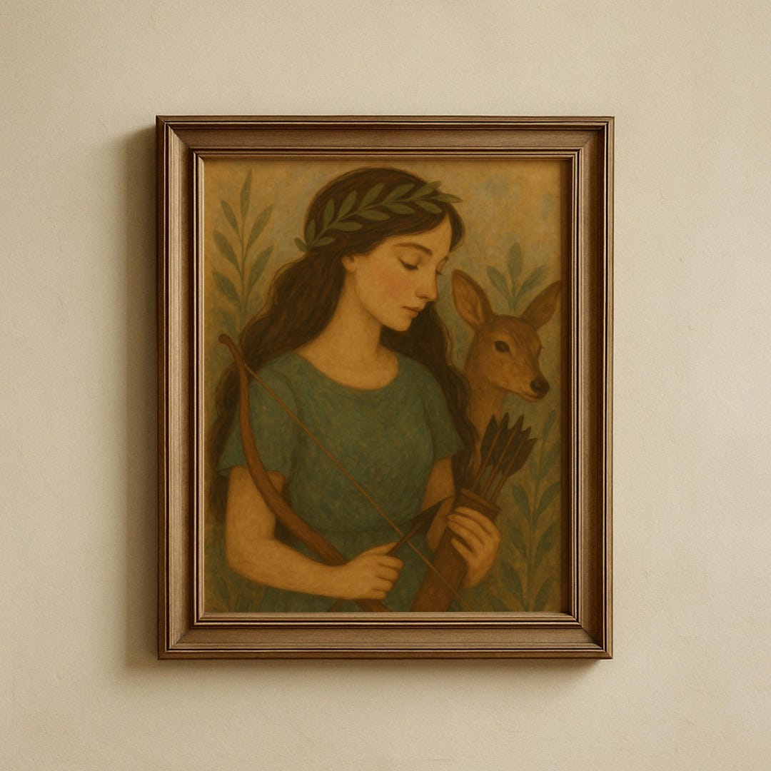 Artemis – Goddess Portrait Print – Cottagecore Greek Mythology Wall Art ...