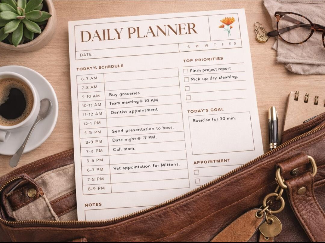 Daily Planner Printable | Minimalist Daily Planner Page | Neutral Boho ...