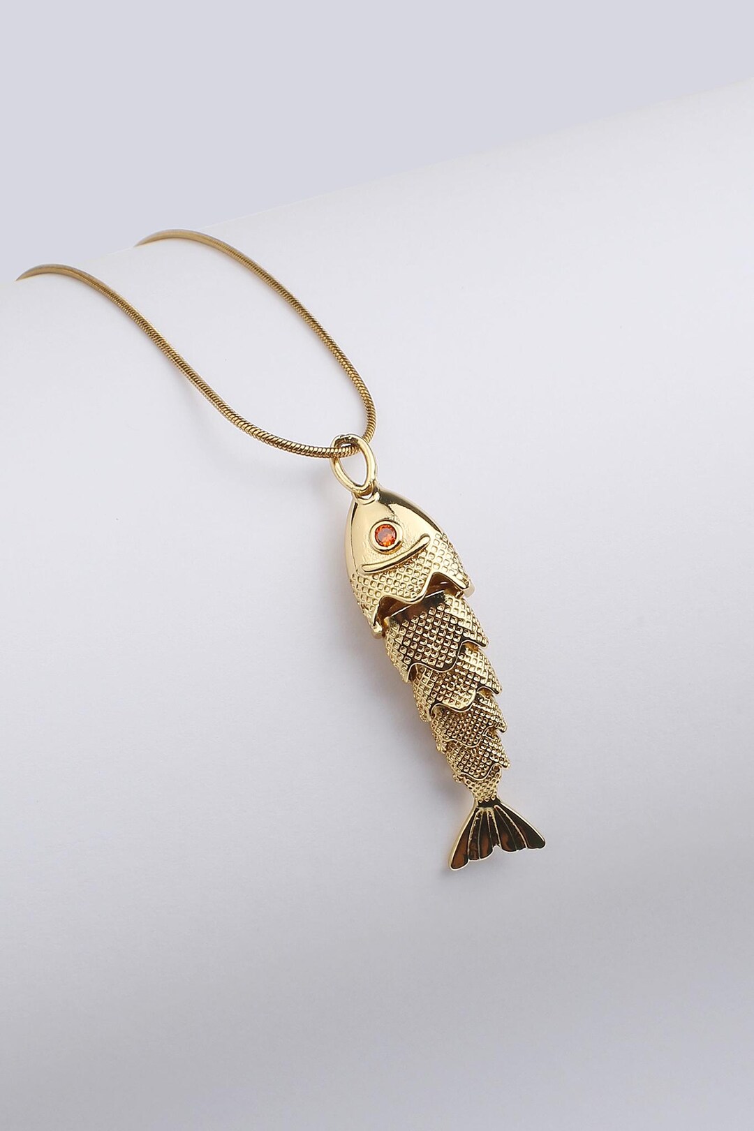 Movable 3D Fish Charm Necklace: Pave Pisces Pendant, Sea Lover Gift - Etsy