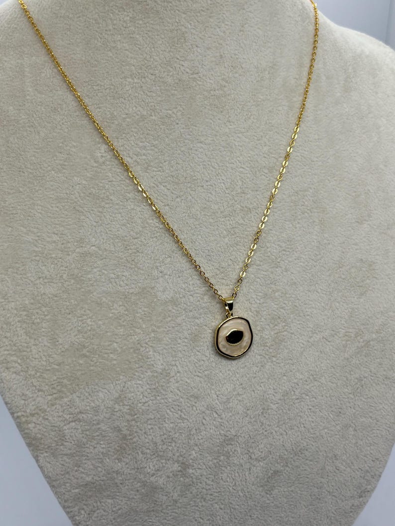 Gold Shell Necklace, Natural Mother of Pearl Pendant, Minimalist Boho ...