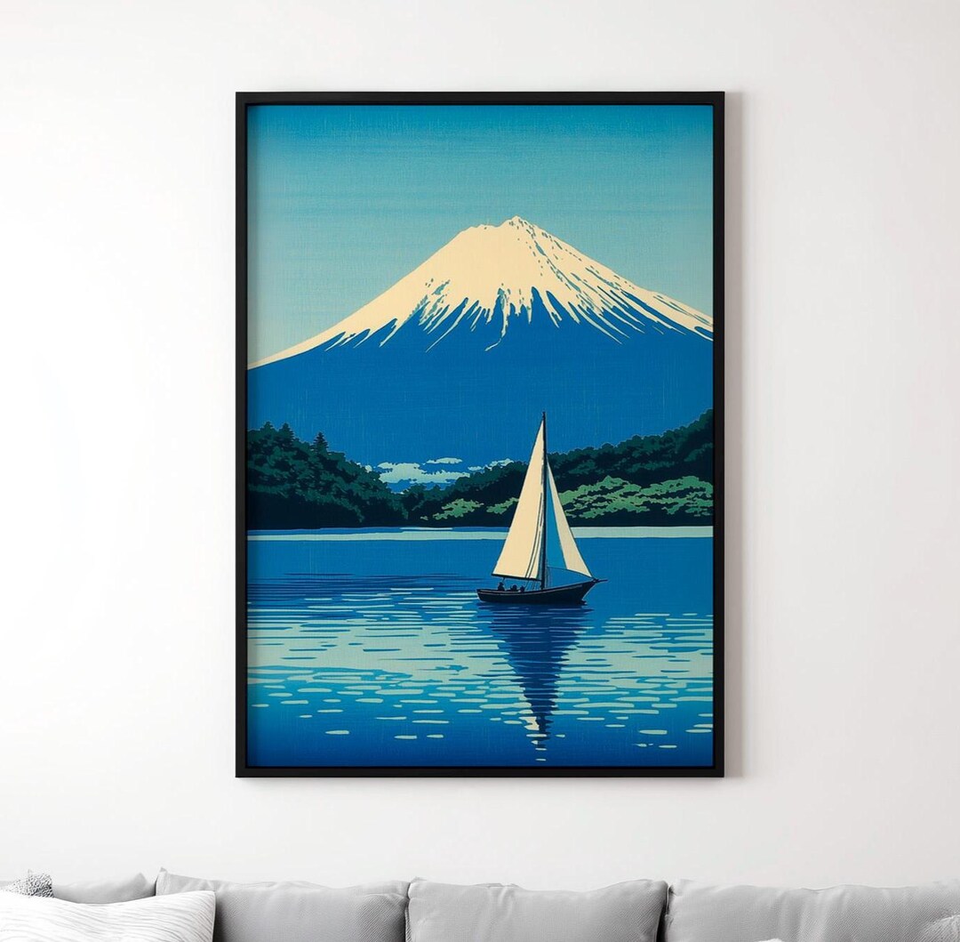 Mount Fuji Ukiyo-e Canvas Print | Japanese Woodblock Art | Blue Lake ...