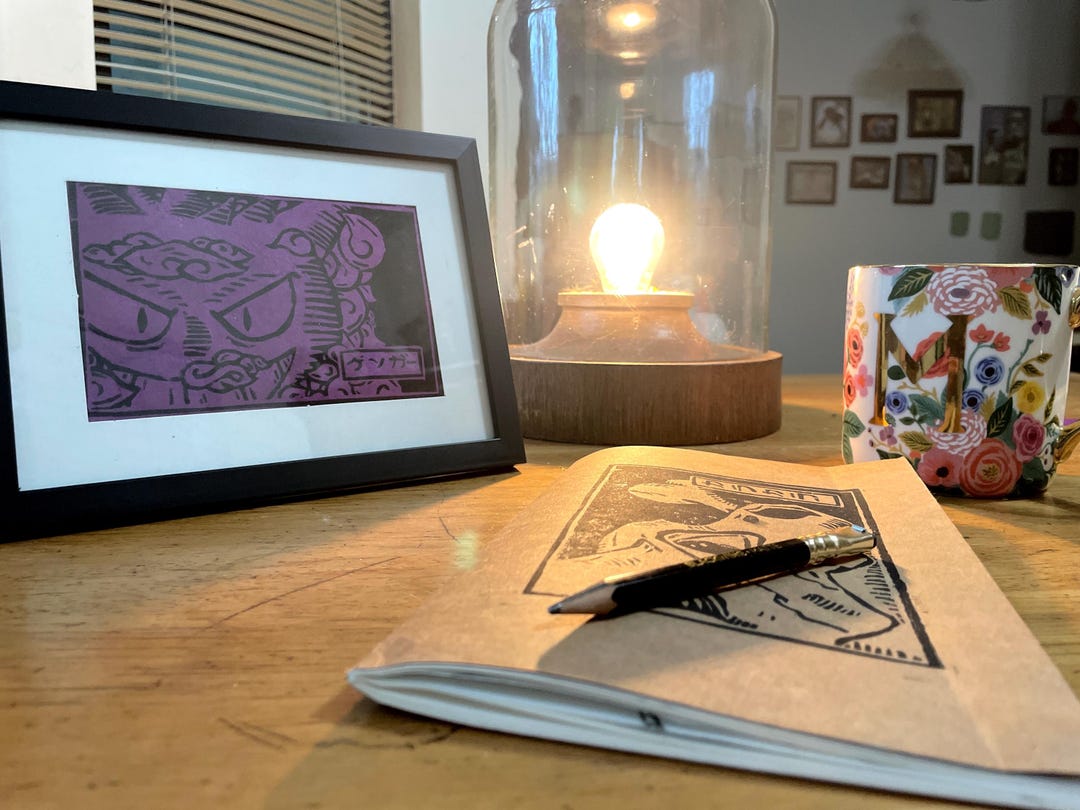 Pokémon Inspired Gengar Japanese Linocut Printmaking Fanart - Etsy