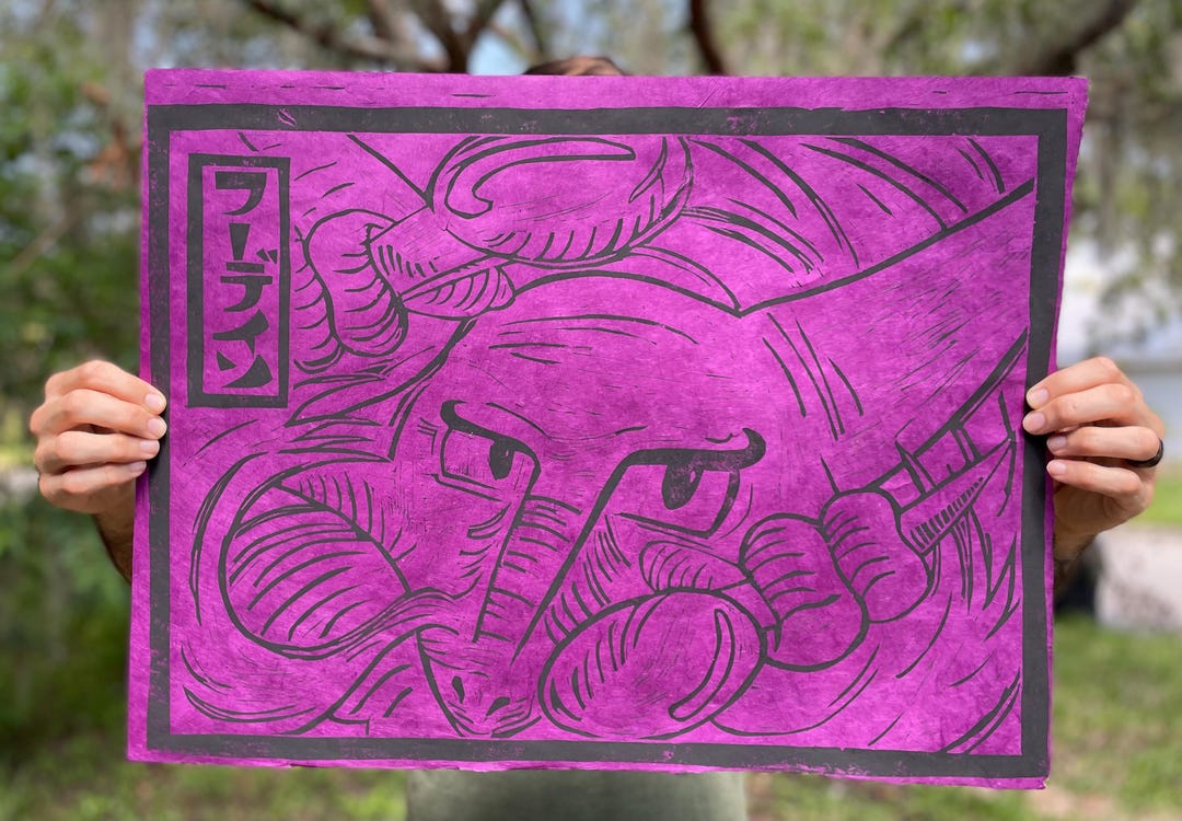 Pokémon Inspired Alakazam Japanese Linocut - Etsy