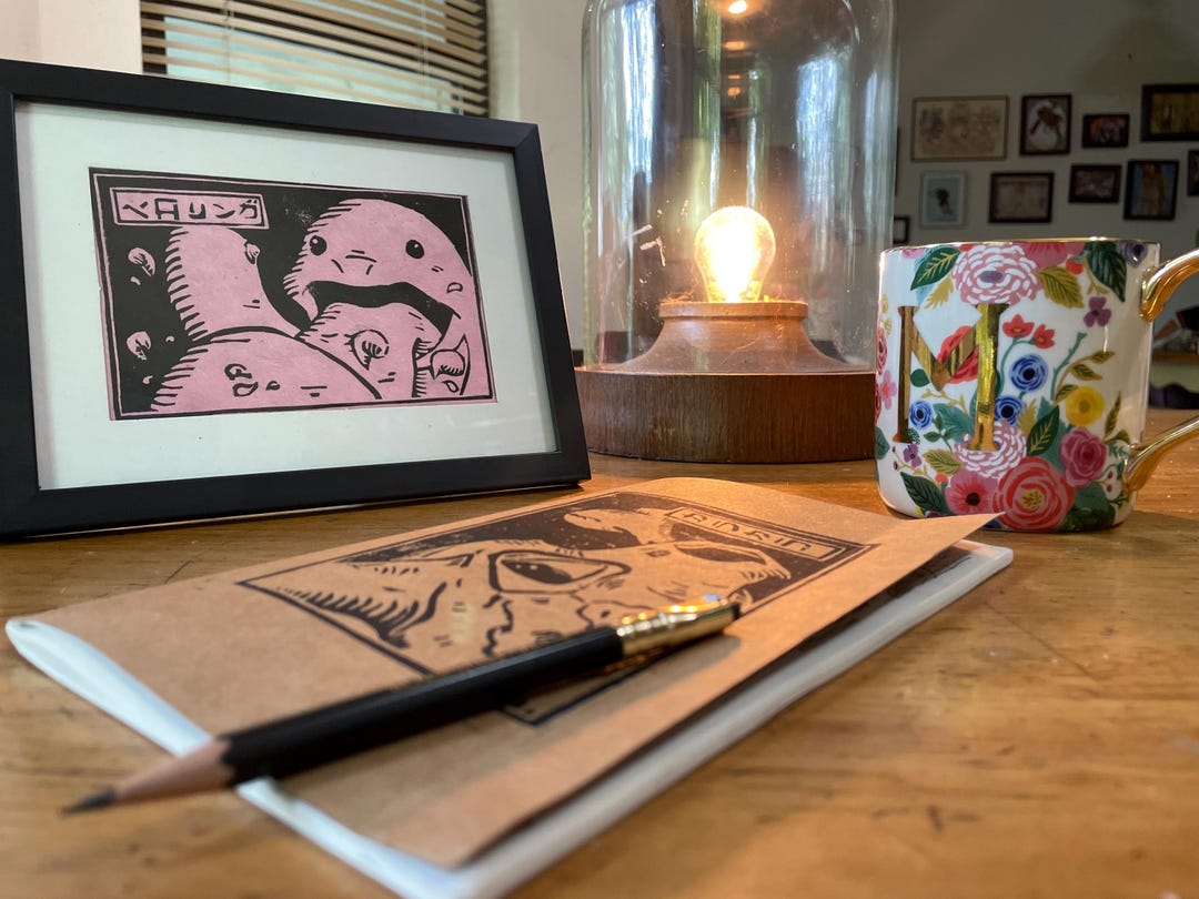 Pokémon Inspired Lickitung Japanese Linocut Printmaking Fanart - Etsy