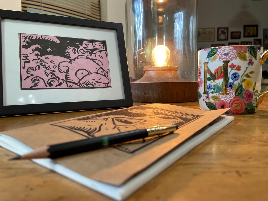 Pokémon Inspired Slowpoke Japanese Linocut Printmaking Fanart - Etsy