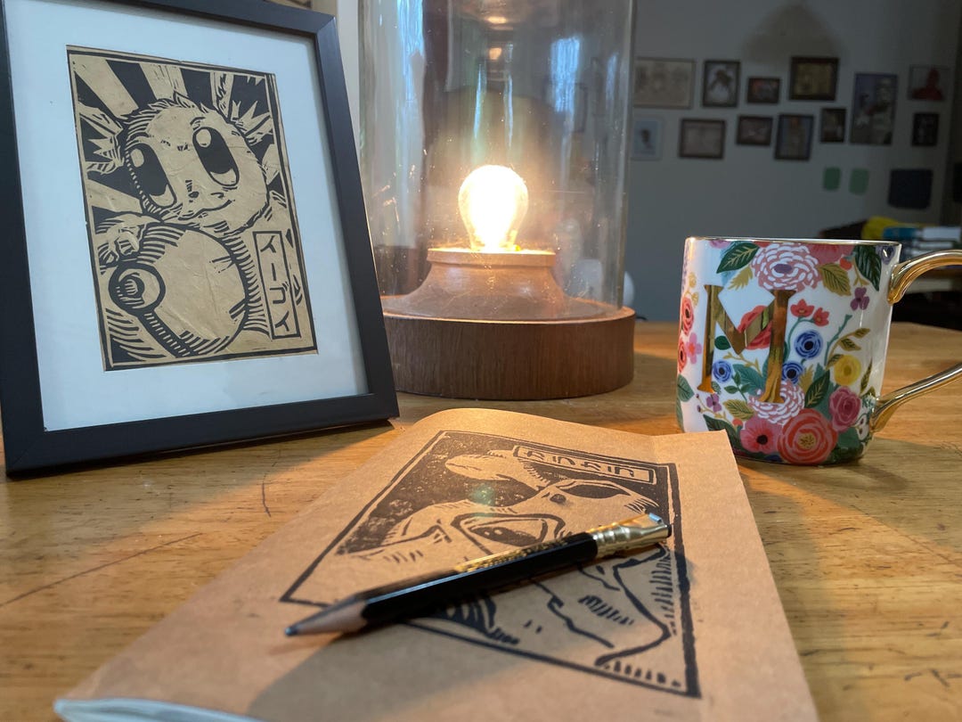 Pokémon Inspired Eevee Japanese Linocut Printmaking Fanart - Etsy