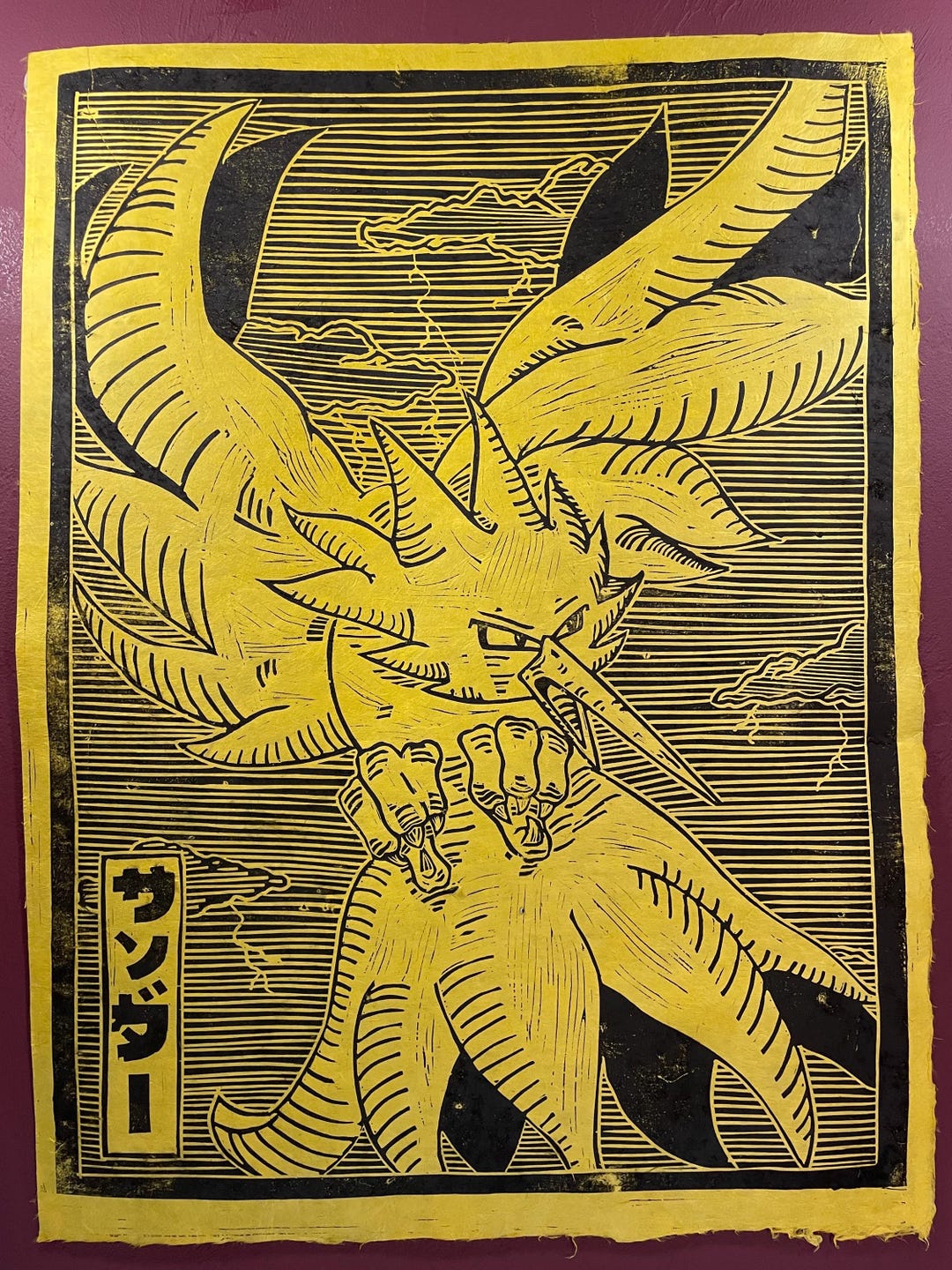 Pokémon-inspired Zapdos Japanese Linocut Printmaking Fanart - Etsy