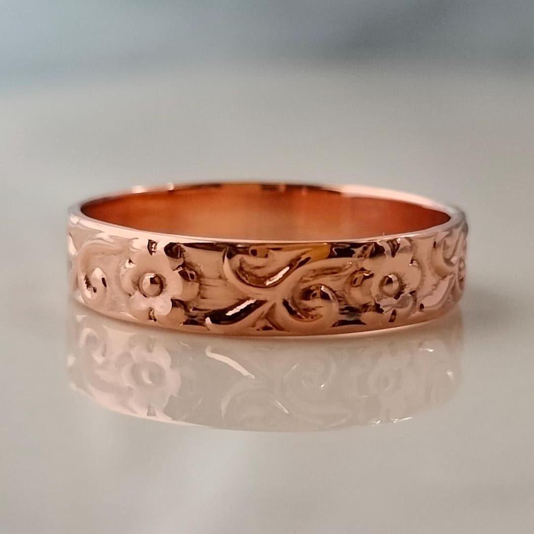 Floral Copper Band Ring, Unique Design, Healing Jewelry - Etsy