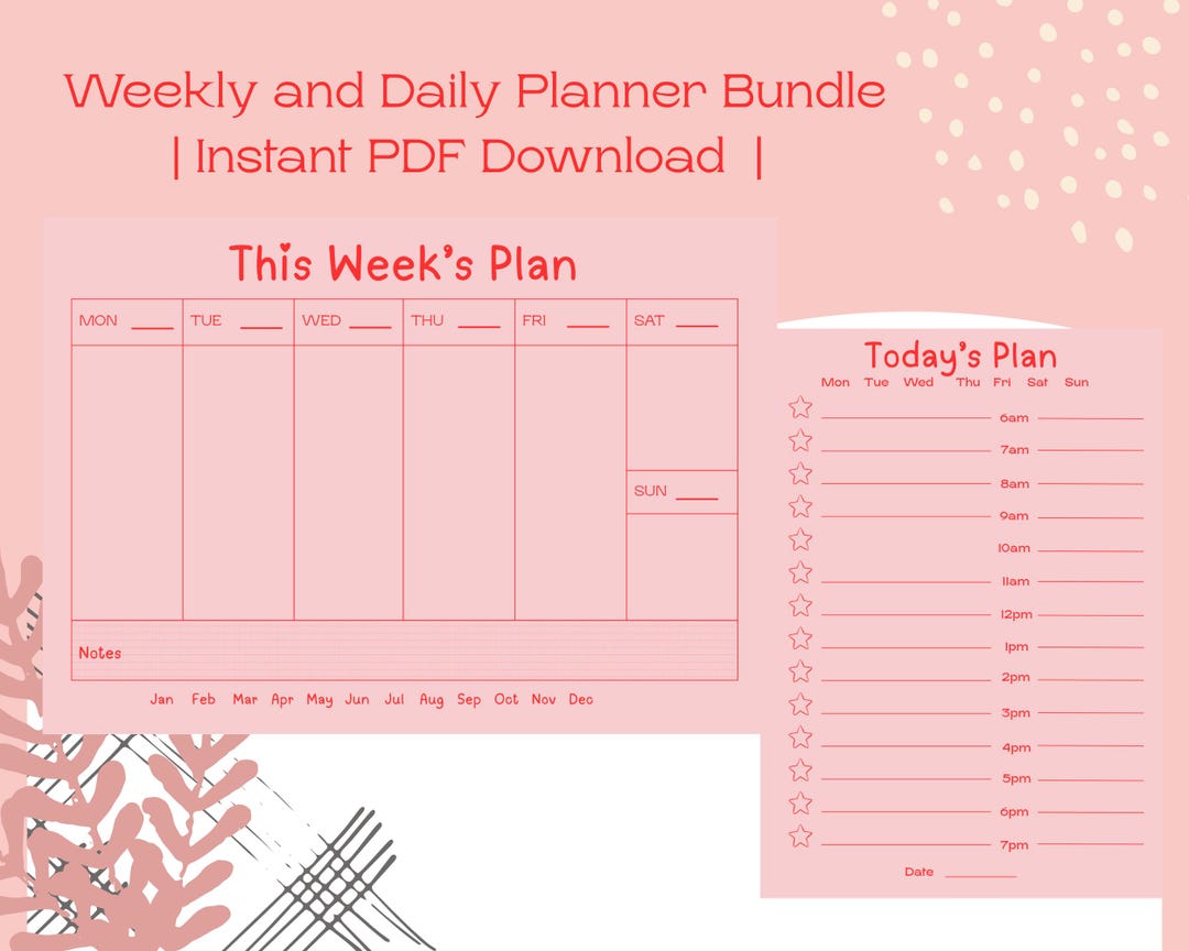 Cute Weekly Planner Template Printable Pastel Pink Organizer Kawaii ...