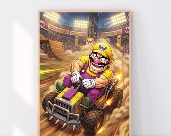 Wario - Mario Kart Poster - Super Mario Fan Art - Digital Download - Etsy