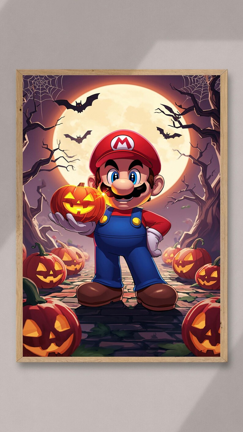 Spooky Mario Halloween Art: Nintendo Pumpkin Poster (digital Download ...