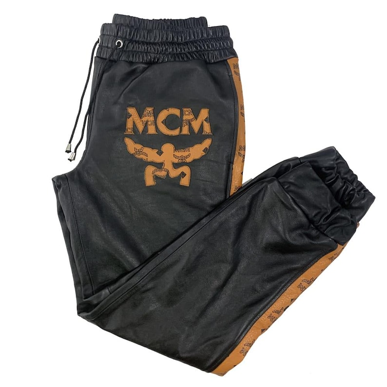 MCM Leather Tracksuit: Men’s Black & Brown Monogram Biker Suit - Etsy