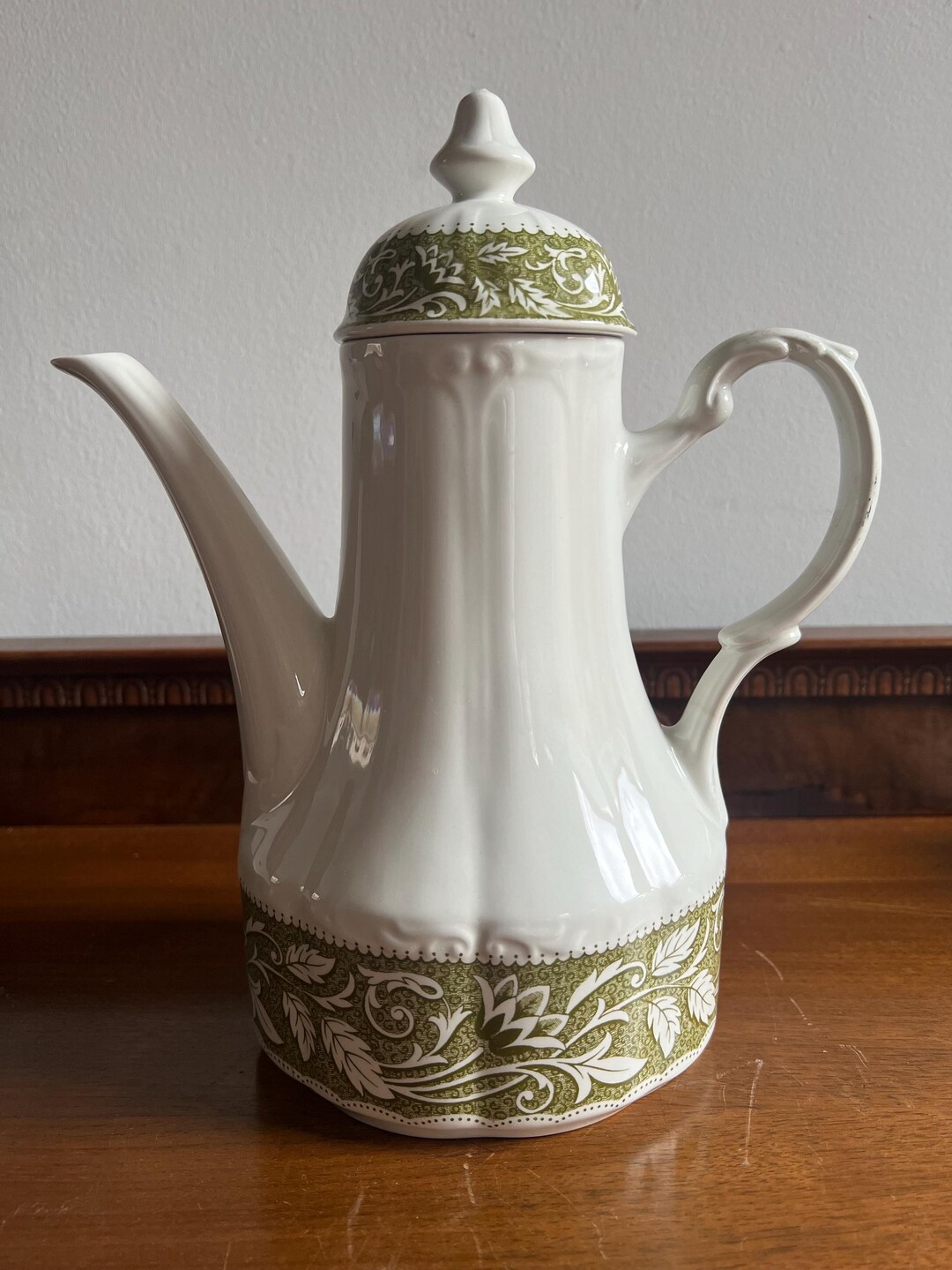 Vintage J&G Meakin Coffee Pot | Sterling Colonial Green Transferware - Etsy