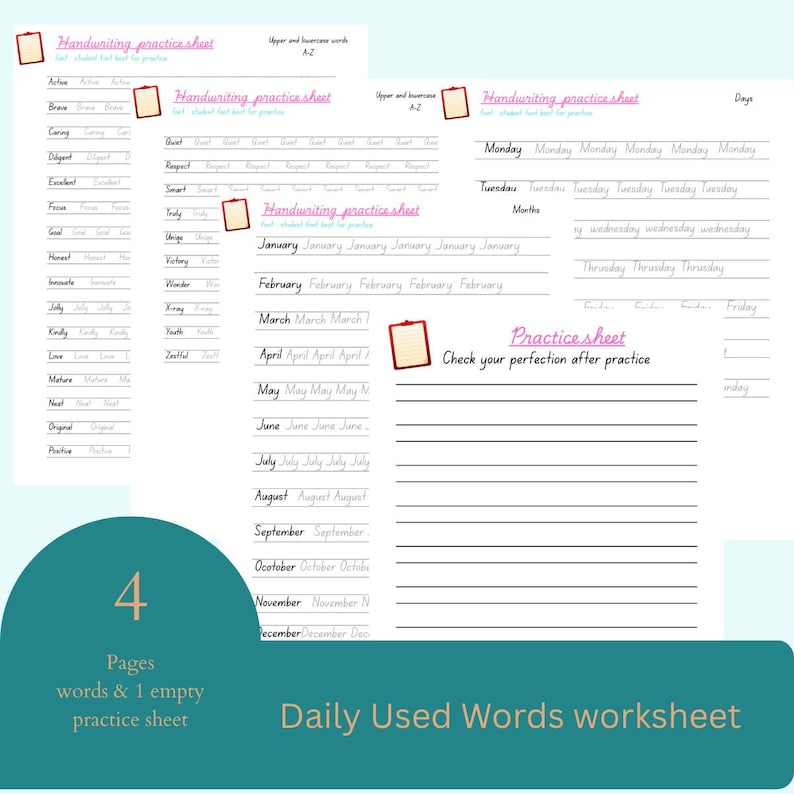 Neat Handwriting Sheets, Printable Worksheets, Alphabet Practice, ABC ...