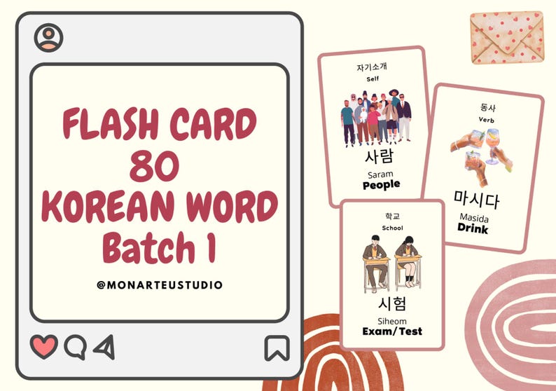 Korean Flashcards for Beginners – Printable Vocabulary Cards | Hangul ...