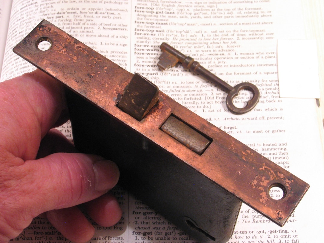 Vintage Mortise Door Lock W Skeleton Key Antique Doorknob Hardware A - Etsy