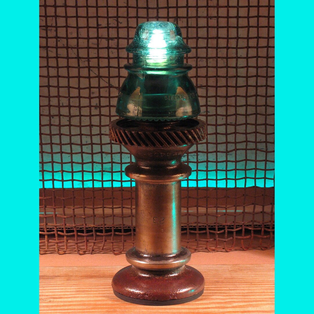 Lg 12" Glass Insulator Night Light W LED Bulb - Steampunk Industrial ...