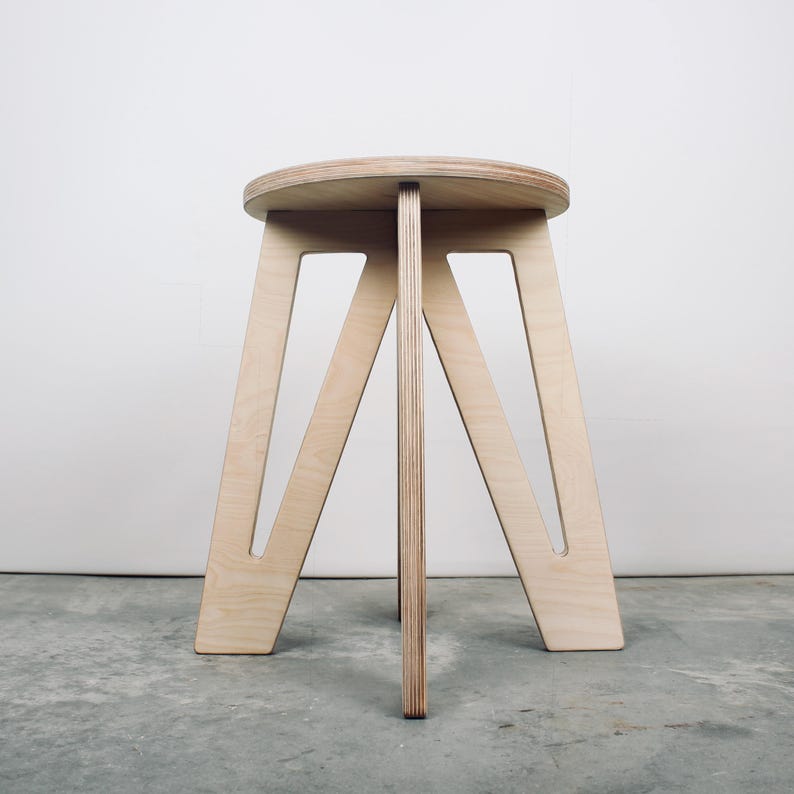 Unique Handmade Stool. Birch Wood Modern Style. Modern Style. Japandi ...
