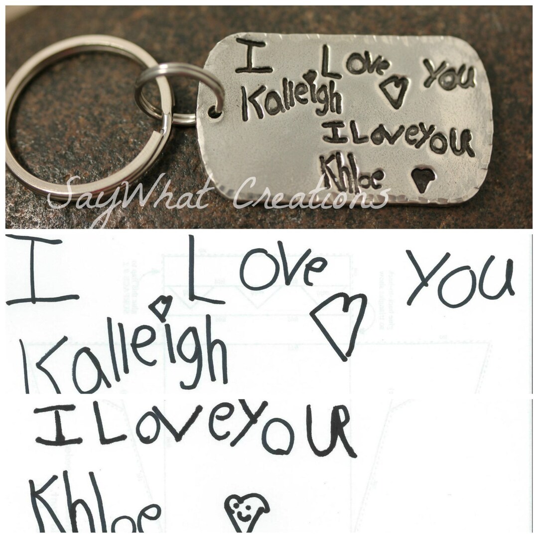 Handwriting Keychain Solid Silver Made From Your Actual Handwriting or ...