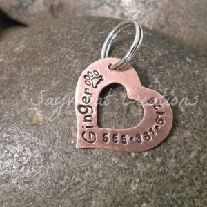 Adorable Heart Shaped Pet ID Tag Dog Tag Hand Stamped Personalized for ...