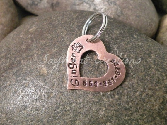 Adorable Heart Shaped Pet ID Tag Dog Tag Hand Stamped - Etsy