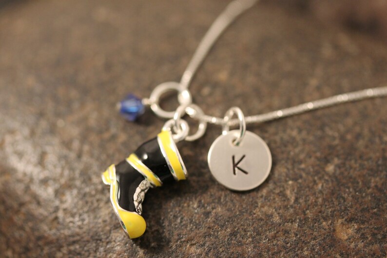 Sterling Silver Mini Initial Hand Stamped Fireman Boot Charm | Etsy