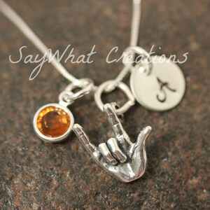 Sterling Silver Mini Initial Hand Stamped Sign Language I Love You Hand ...