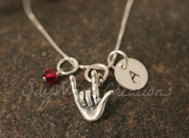 Sterling Silver Mini Initial Hand Stamped Sign Language I Love - Etsy