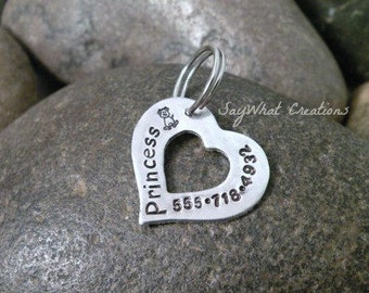 Adorable Heart Shaped Pet ID Tag Dog Tag Hand Stamped - Etsy