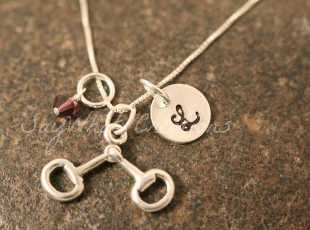 Hand Stamped Sterling Silver English Snaffle Bit Charm Necklace for ...