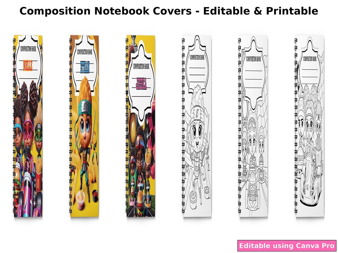 Funny Composition Notebook Cover Designs: Back to School Canva ...