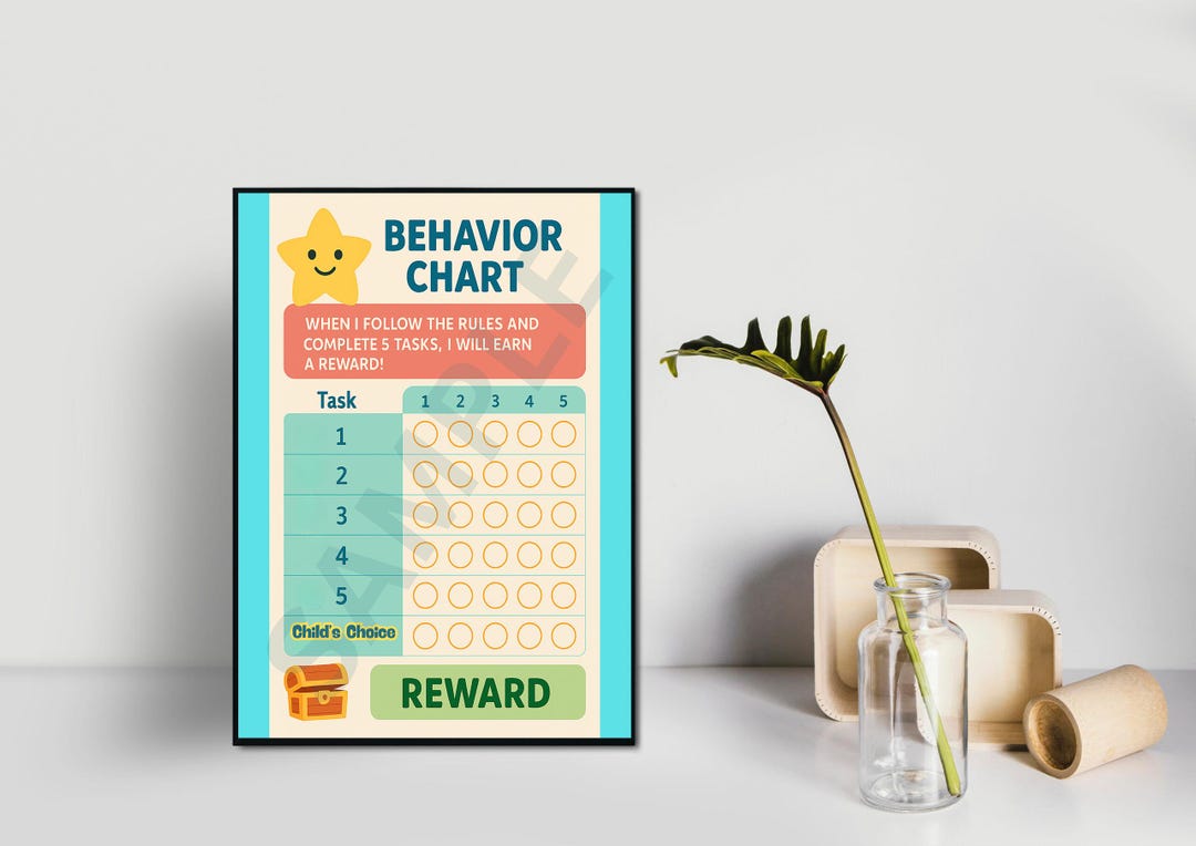 Printable Behavior Chart, Reward System Chart, Kid Behavior Chart - Etsy