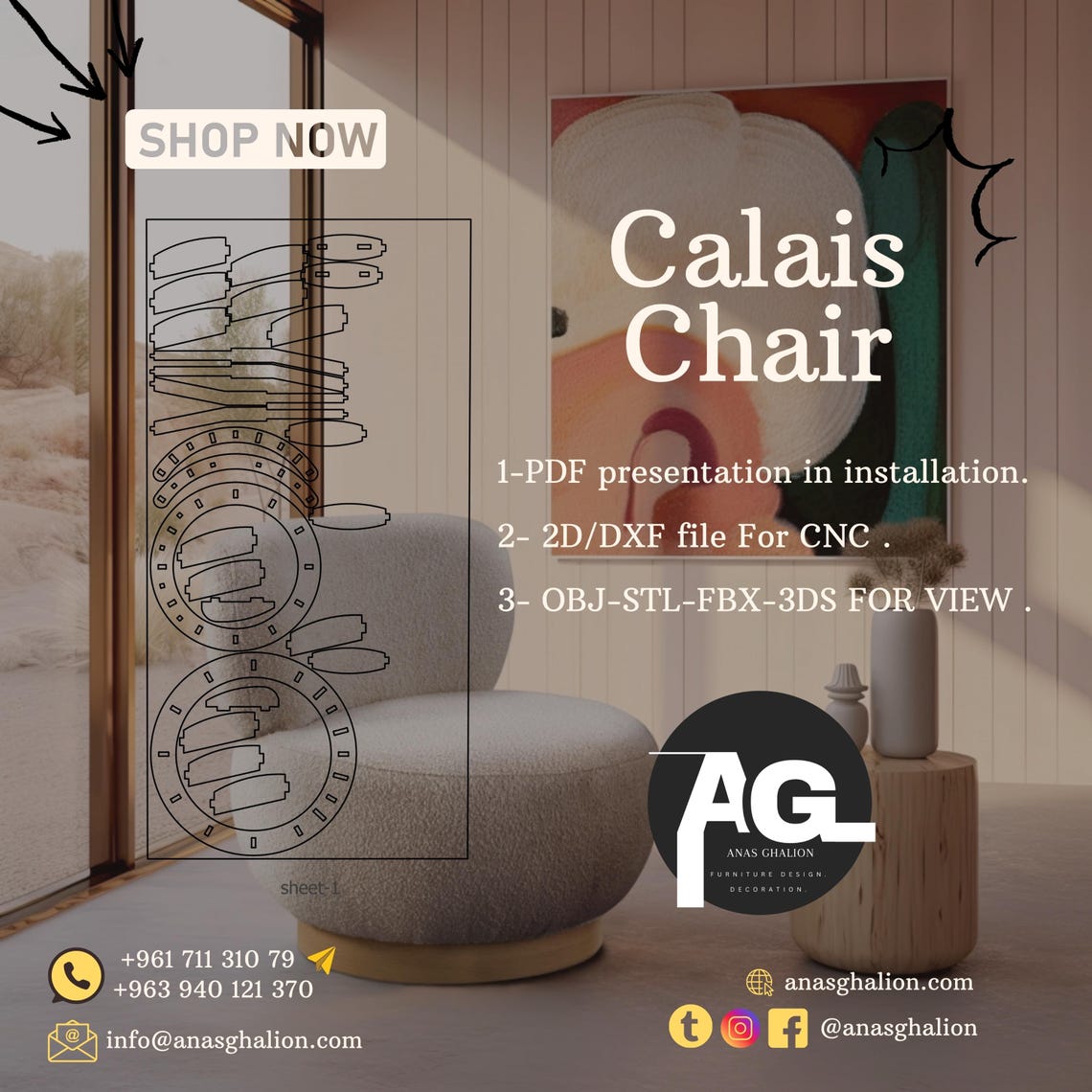 Calais Chair CNC Design Files: MDF, Plywood (PDF Instructions Included ...